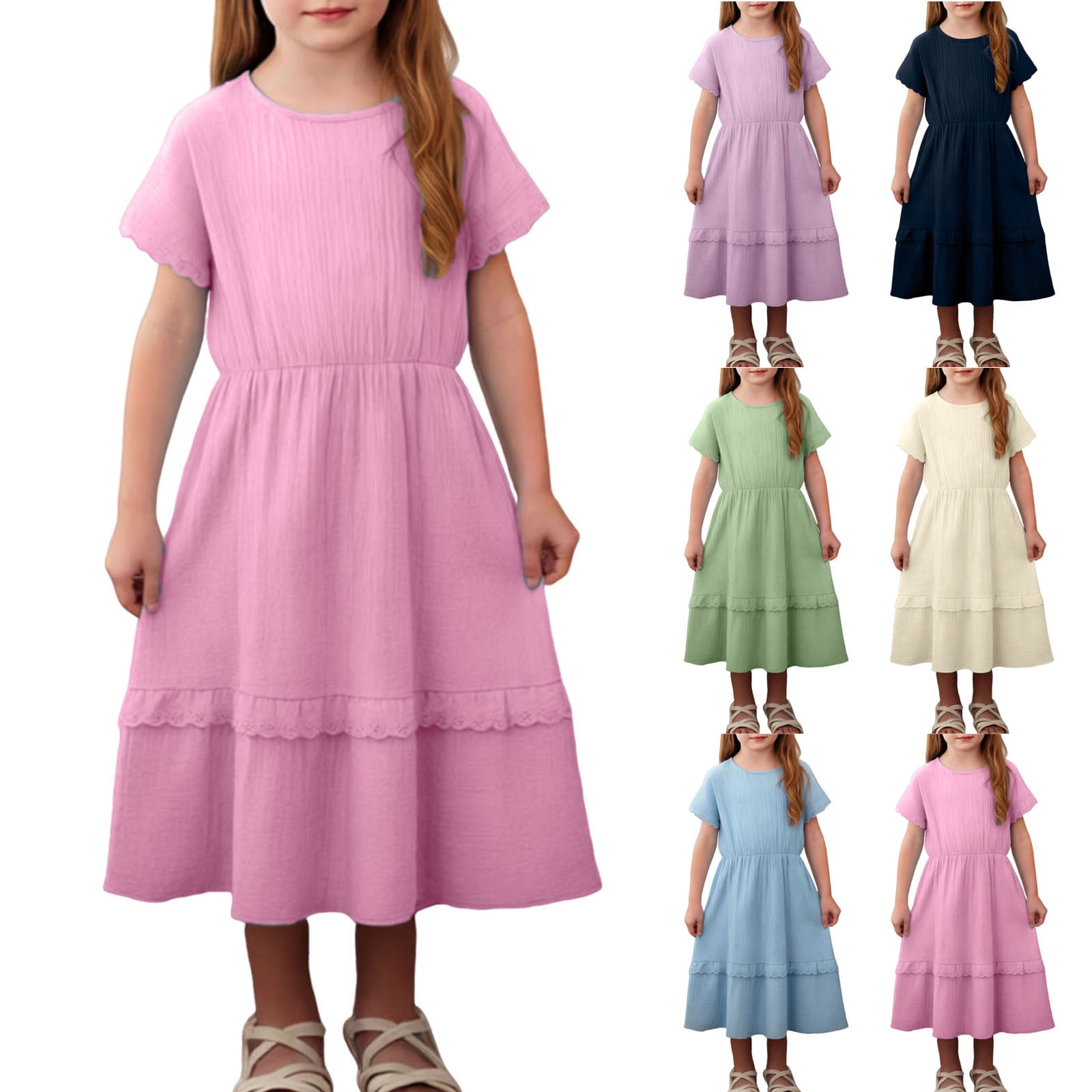Bovxnpu Summer Girls Dresses, Toddler Girls Spaghetti Strap Ruffle ...