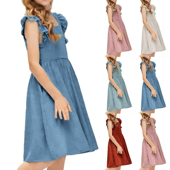 Bovxnpu Summer Girls Dresses, Toddler Girls Spaghetti Strap Ruffle ...