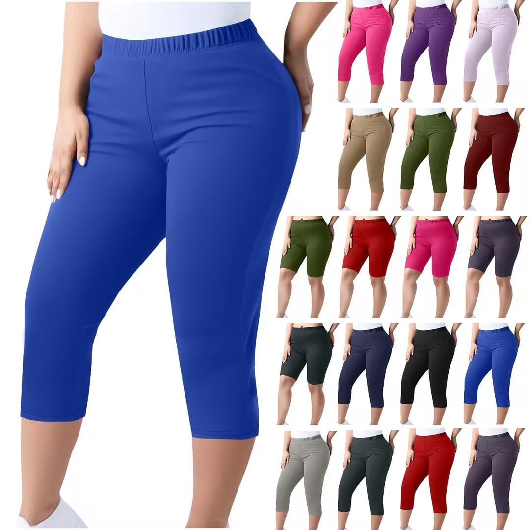Bovxnpu Summer Womens Plus Size Pants, Women Workout Capris Leggings ...