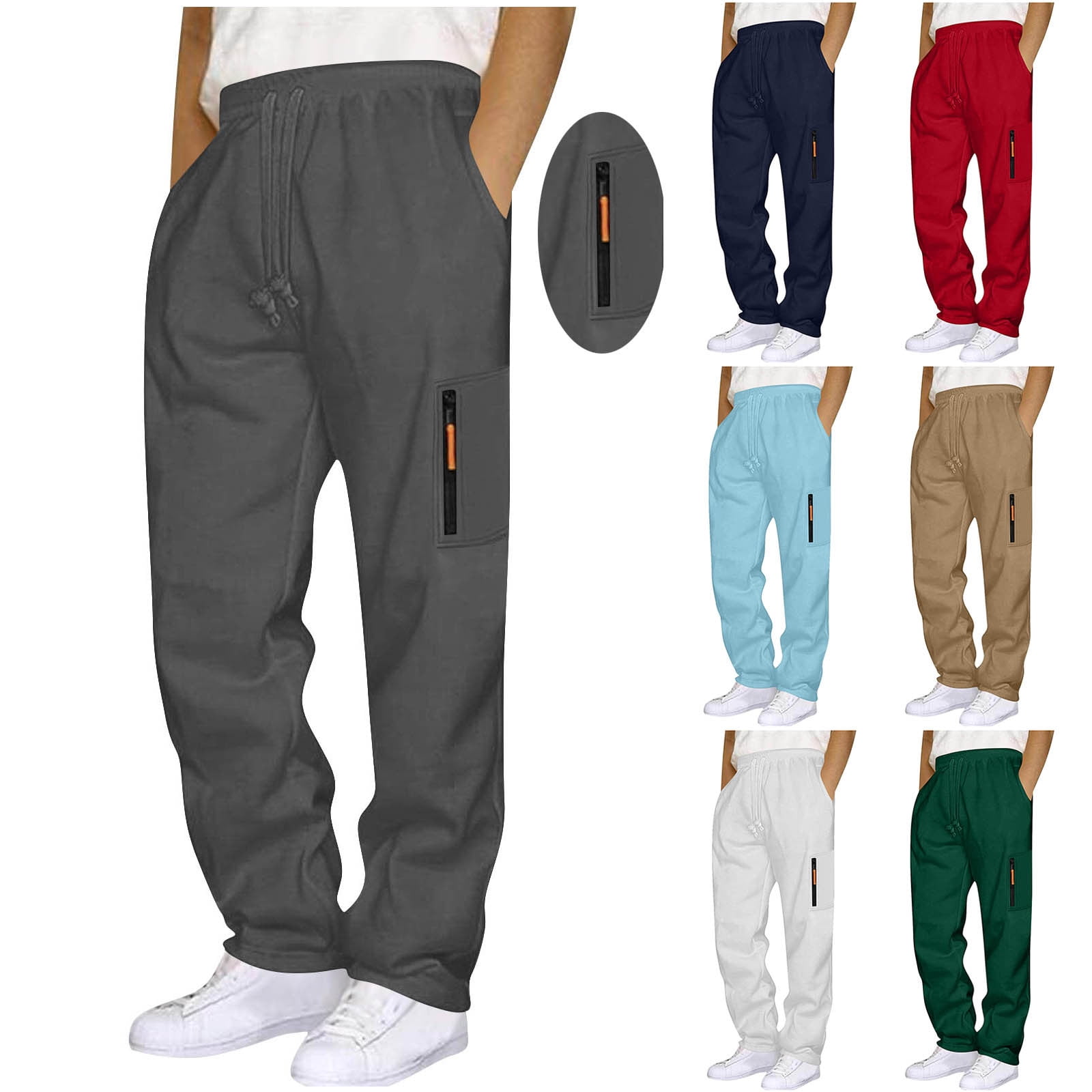 Bovxnpu Sweatpants for Men Plus Size Drawstring Elastic Waist Joggers ...