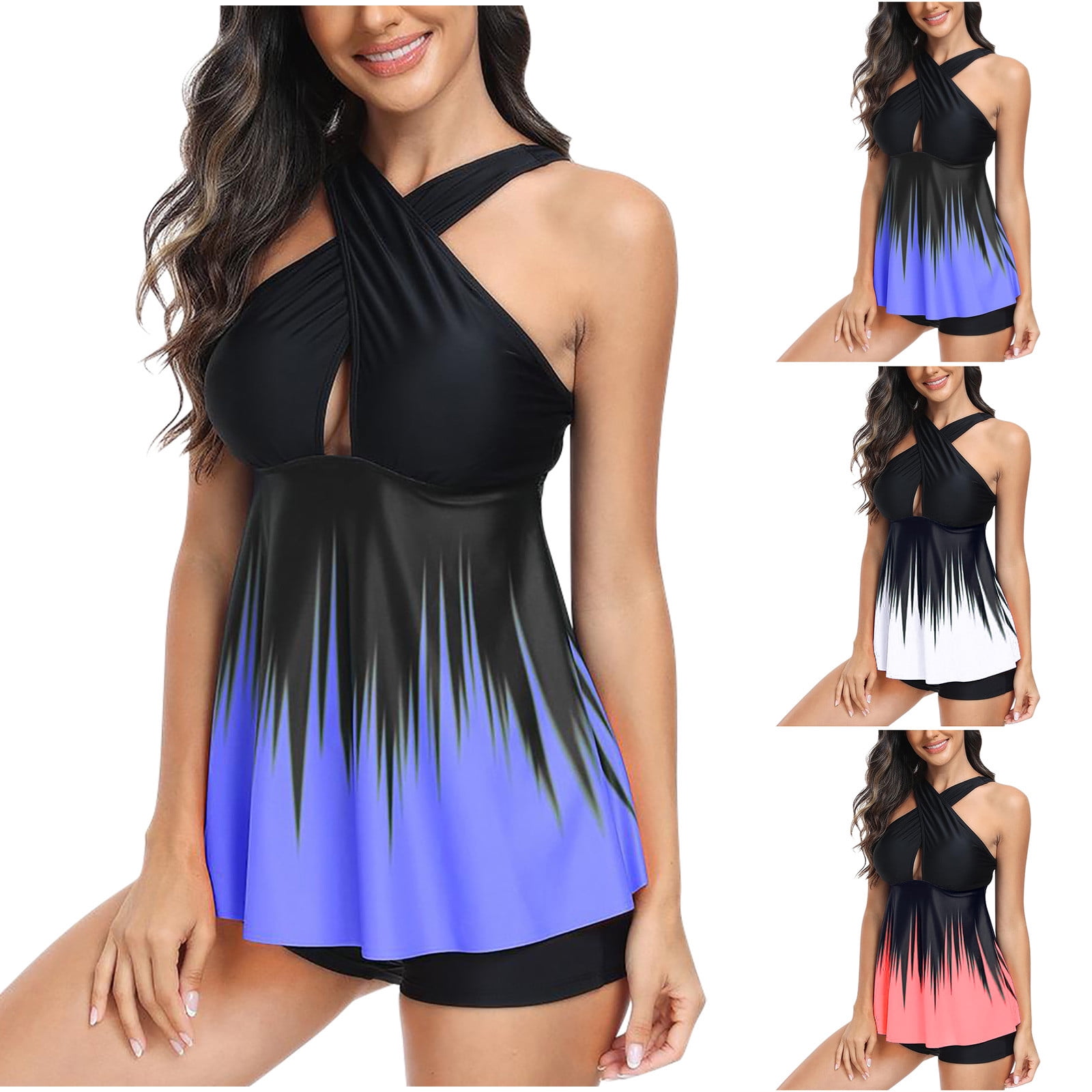 Bovxnpu Tankinis Swimsuits for Women Bathing Suits Top with Bottom ...