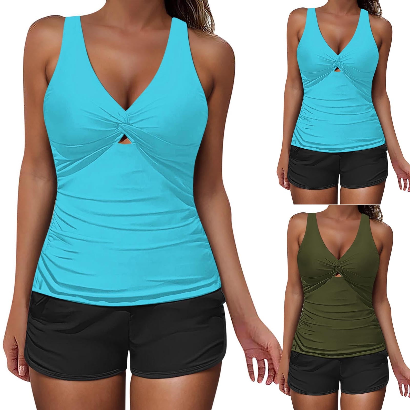 Bovxnpu Tankinis Swimsuits for Women Bathing Suits Top with Bottom ...