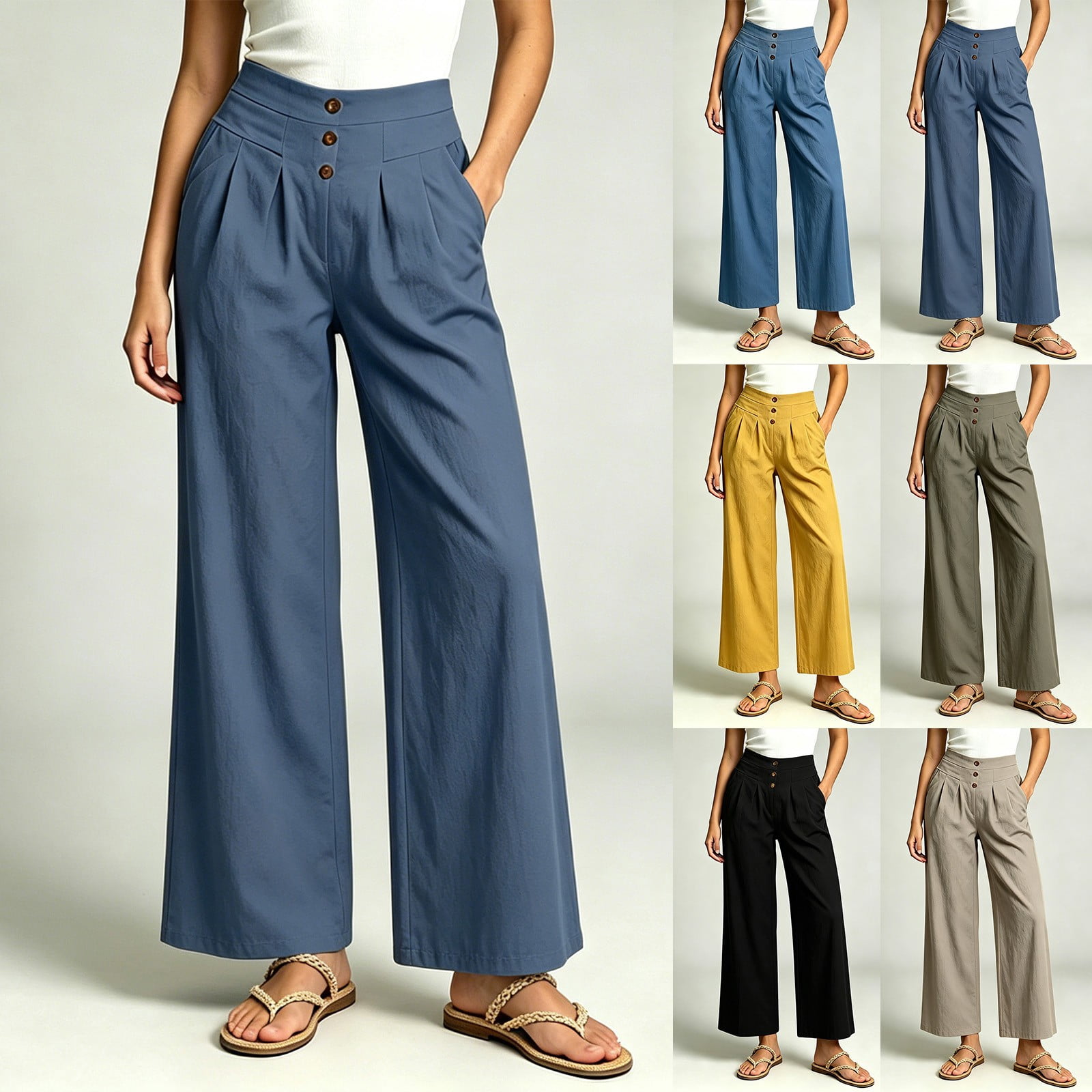 Bovxnpu Wide Leg Pants for Women Flowy Lounge Beach Work Trousers Tied ...