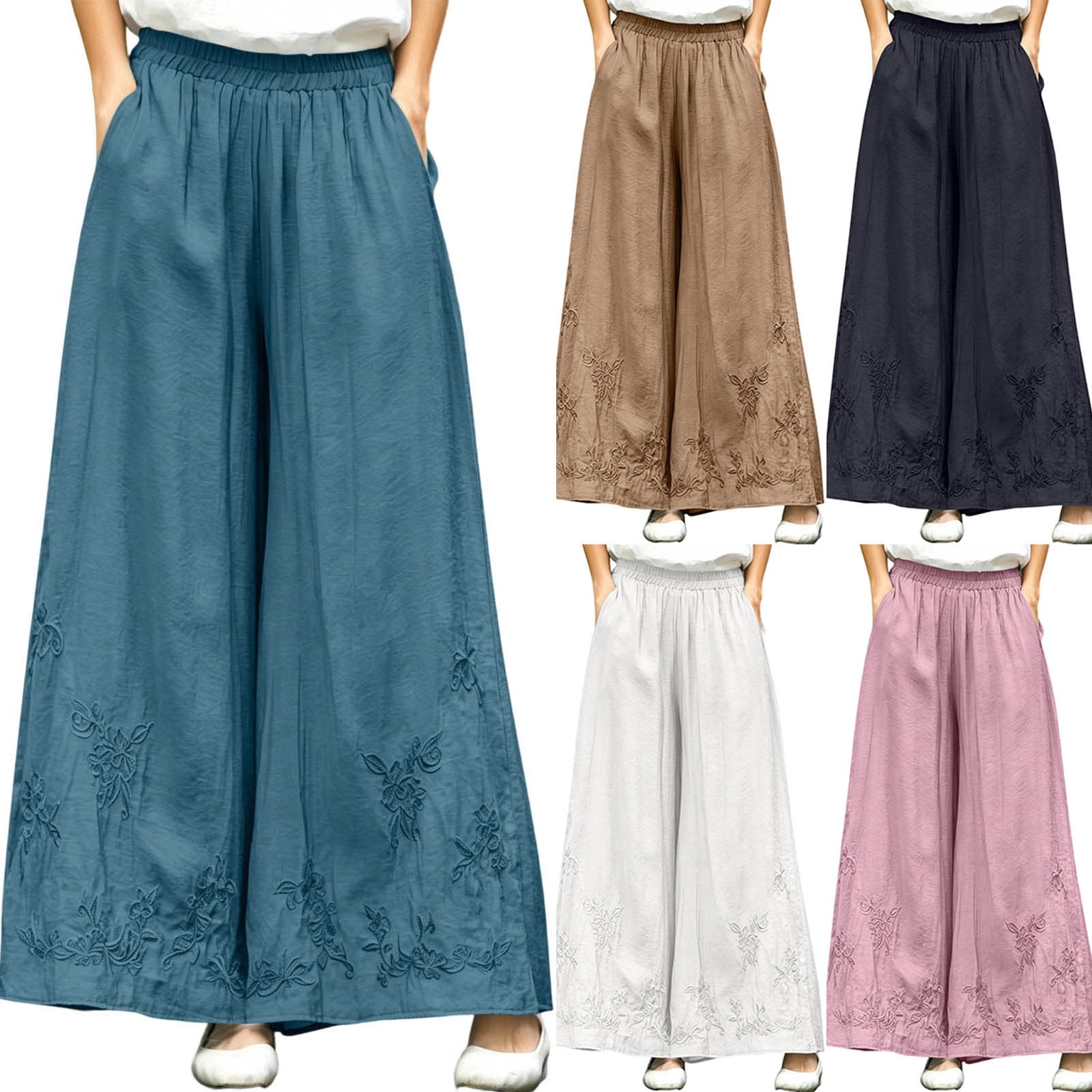 Bovxnpu Wide Leg Pants for Women Flowy Lounge Beach Work Trousers ...