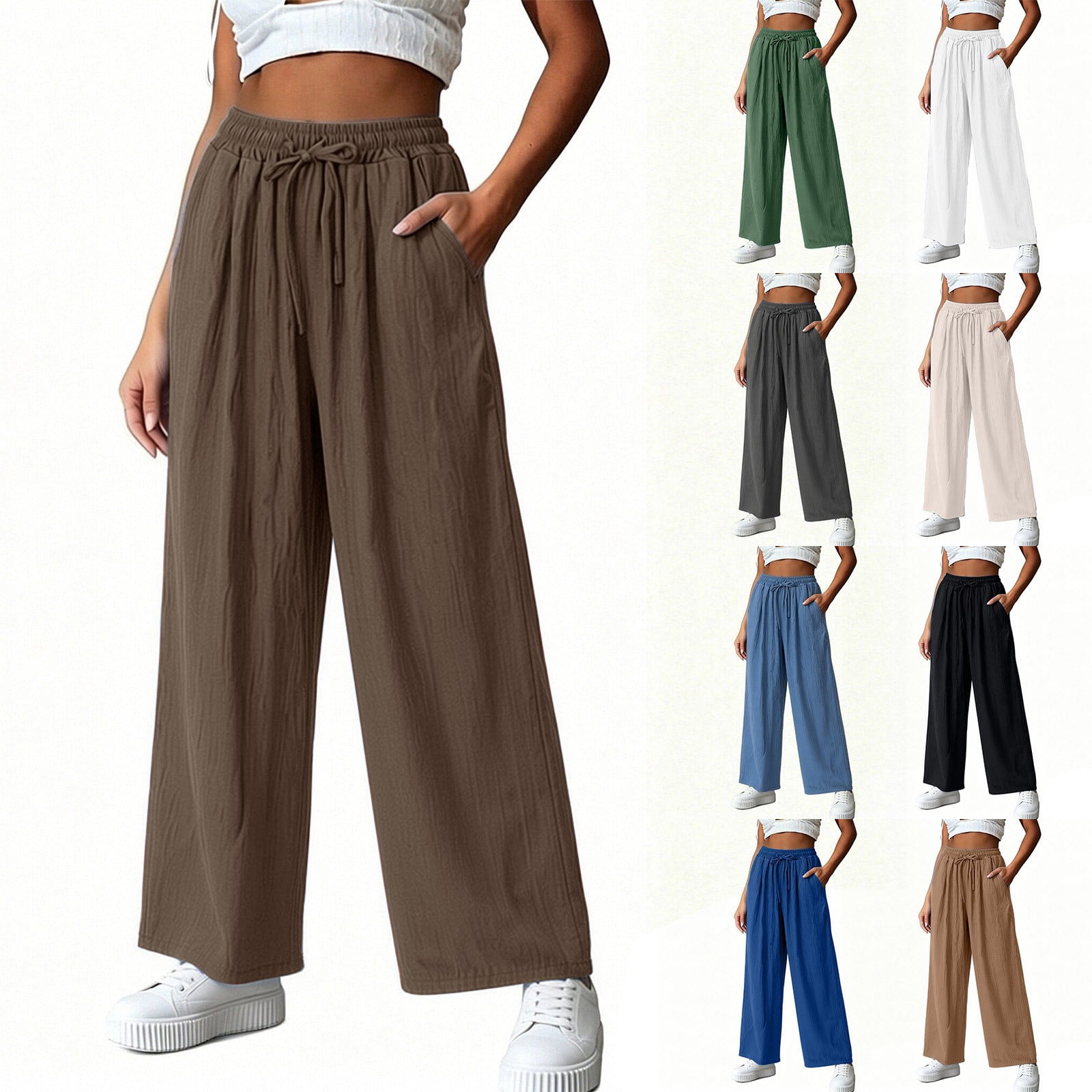 Bovxnpu Wide Leg Pants for Women Flowy Lounge Beach Work Trousers ...