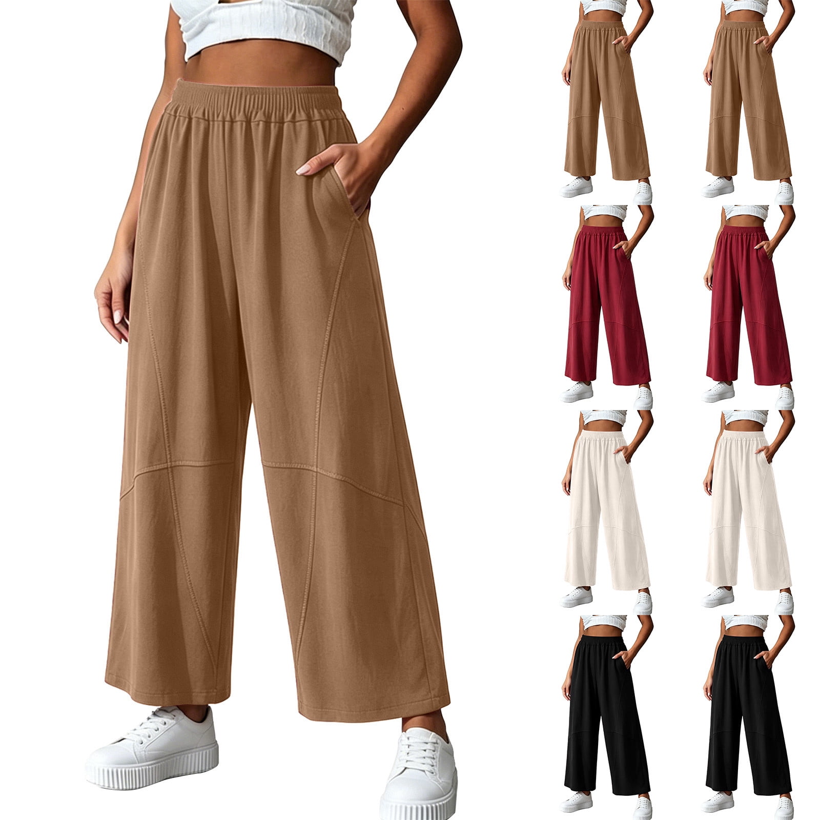 Bovxnpu Wide Leg Pants for Women Flowy Lounge Beach Work Trousers ...