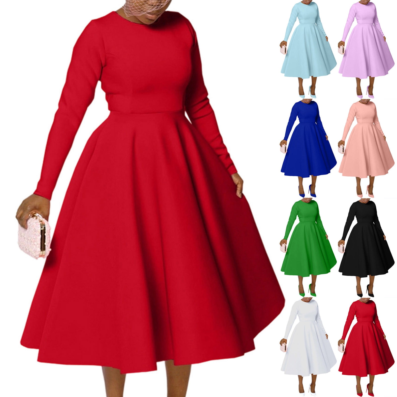 Bovxnpu Women Long Sleeve Dresses Plus Size Dresses, Long Sleeve Dress ...