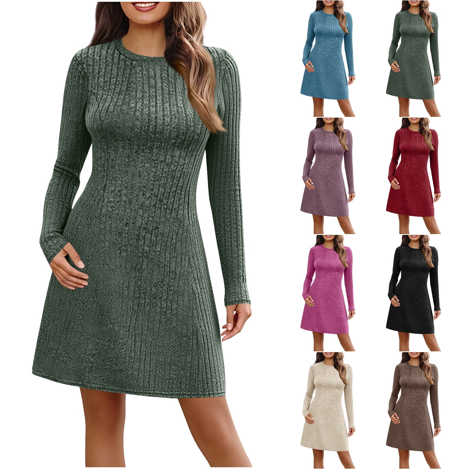 Bovxnpu Women Long Sleeve Dresses Plus Size Dresses, Long Sleeve Dress ...