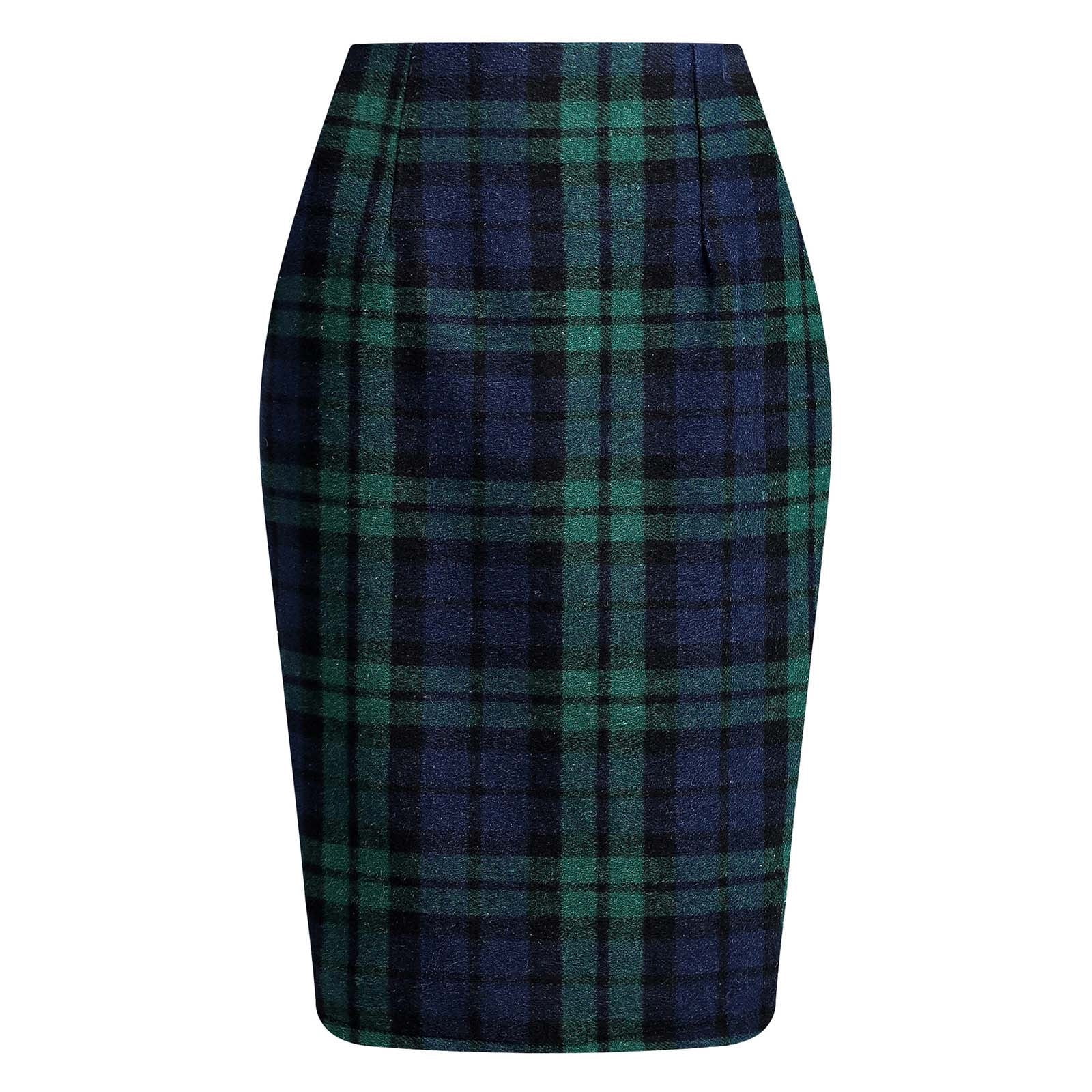 Bovxnpu Women Skirt Plaid Skirts for Women Fall Winter Knee Length ...