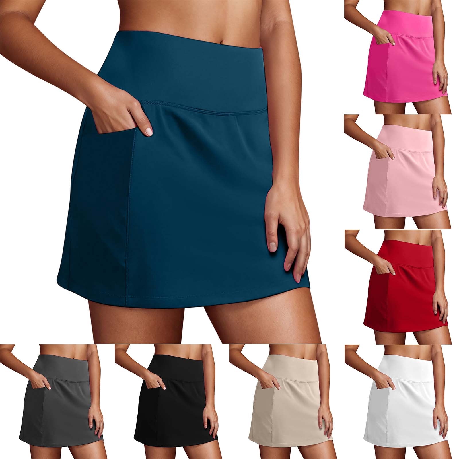 Bovxnpu Women Skirt Womens Skort Tennis Skirt with Pocket Shorts Mini ...