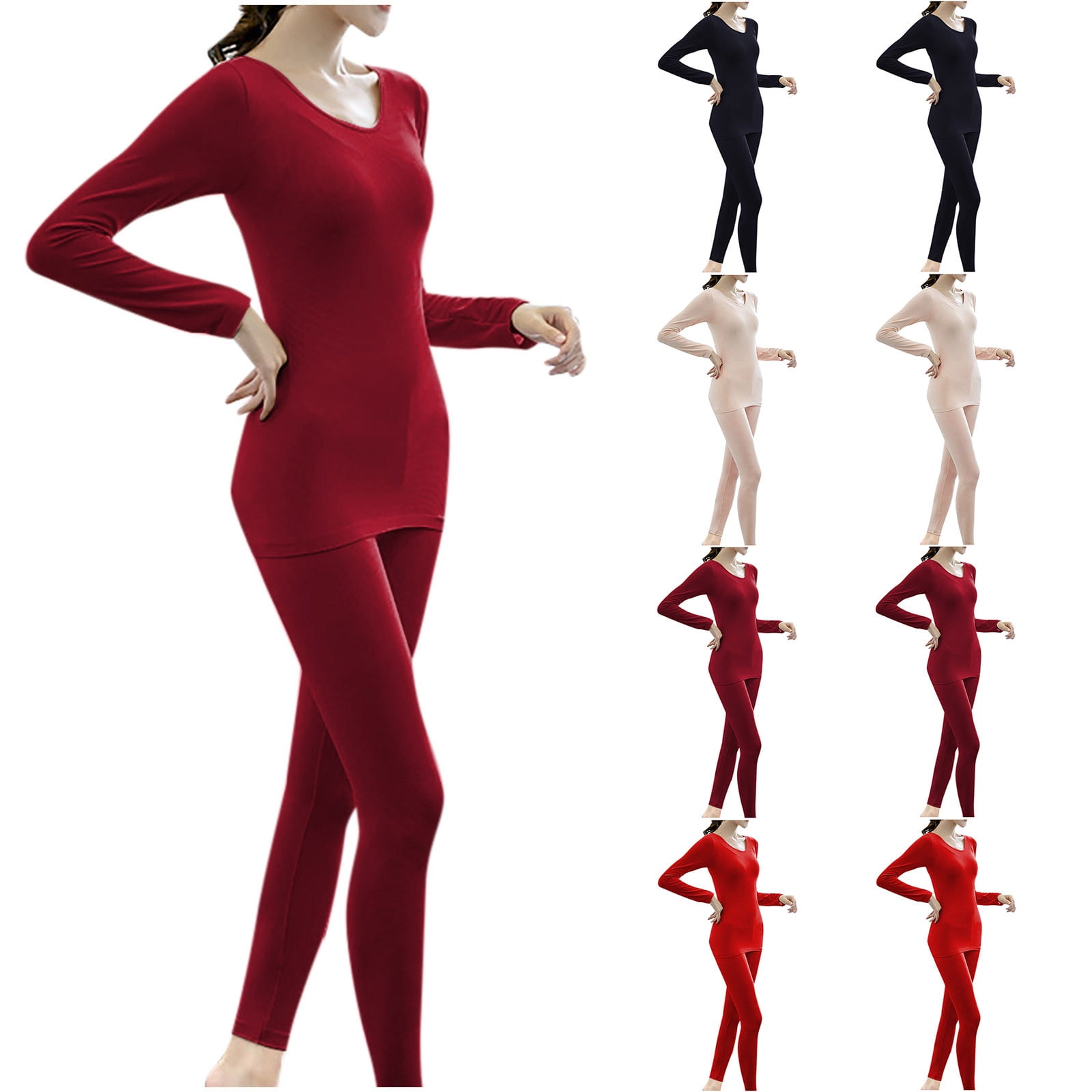 Bovxnpu Women Thermal Underwear Set, Womens Fleece Lined Thermal Base ...