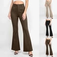 Bovxnpu Women's Dress Work Pants High Waist Double Button Flare Casual ...