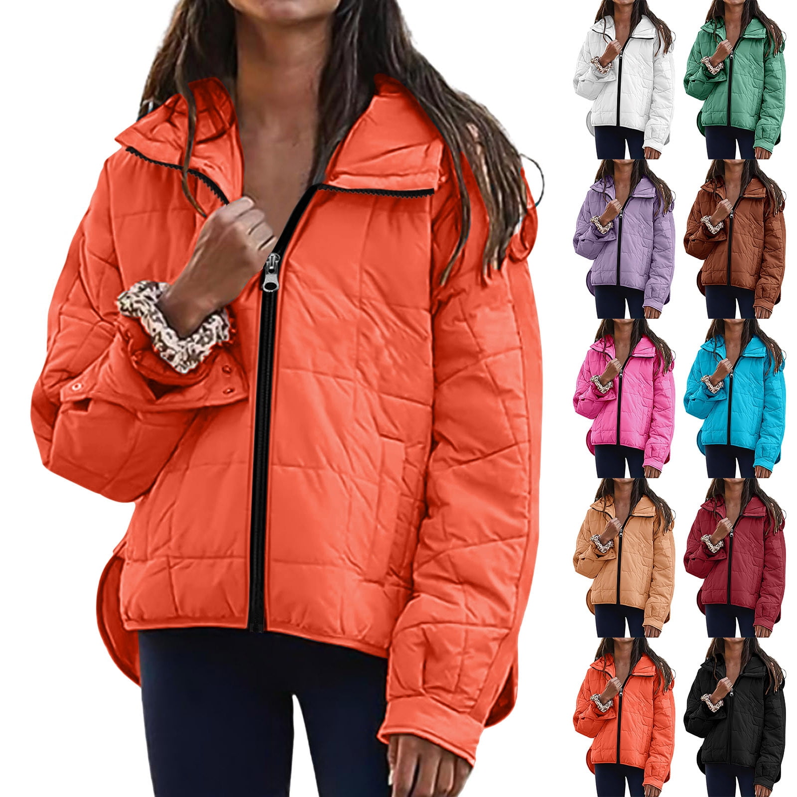 Bovxnpu Women's Down Jackets Lightweight Long-Sleeve Puffer Jacket ...