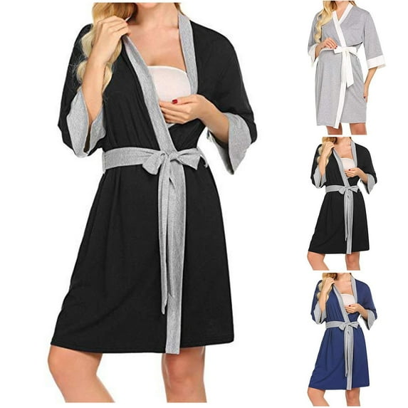 Bovxnpu Women's Maternity Nursing Robe, Women Pregnancy Breastfeeding ...