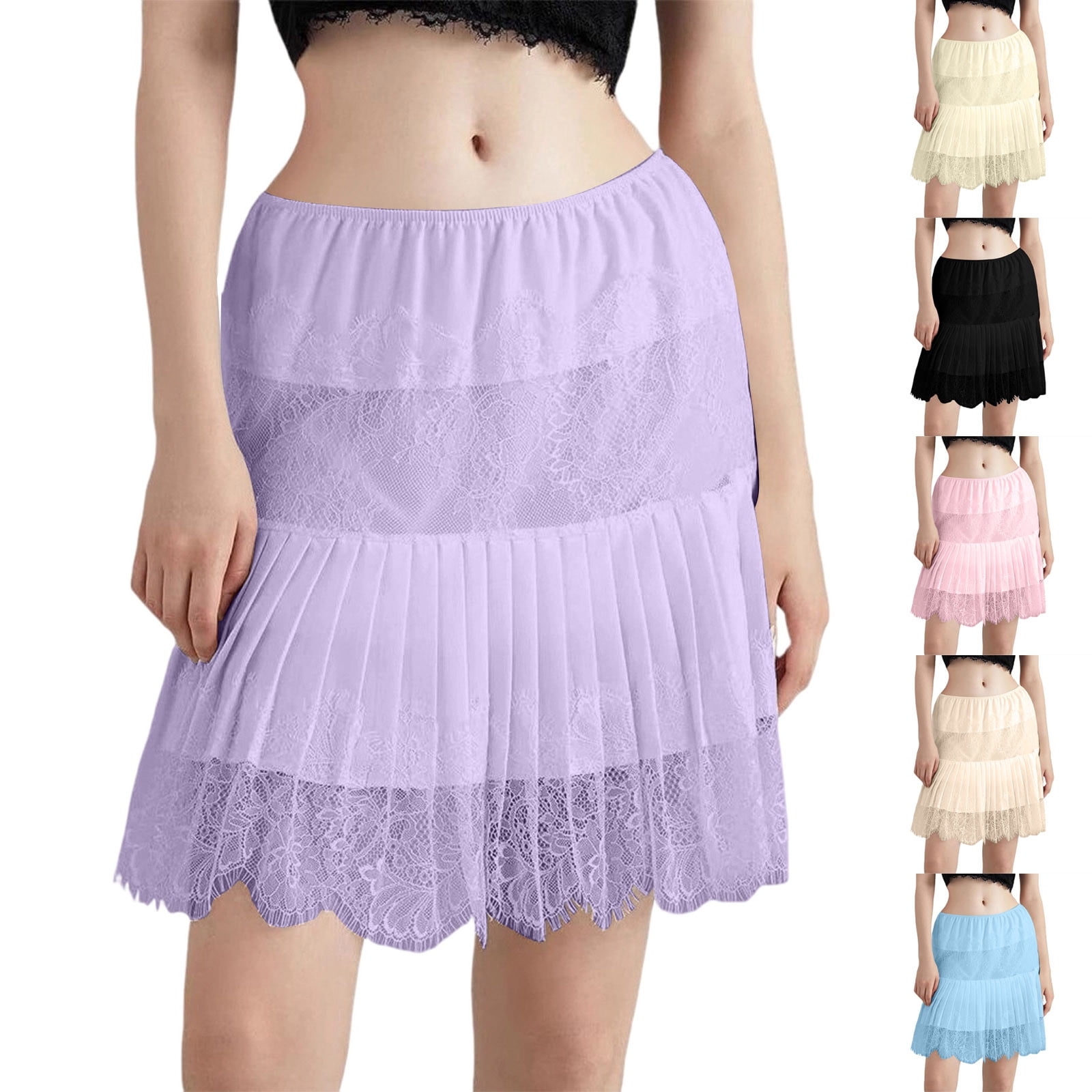 Bovxnpu Women's Mini Skirt Summer Casual Lace High Waisted Ballets ...