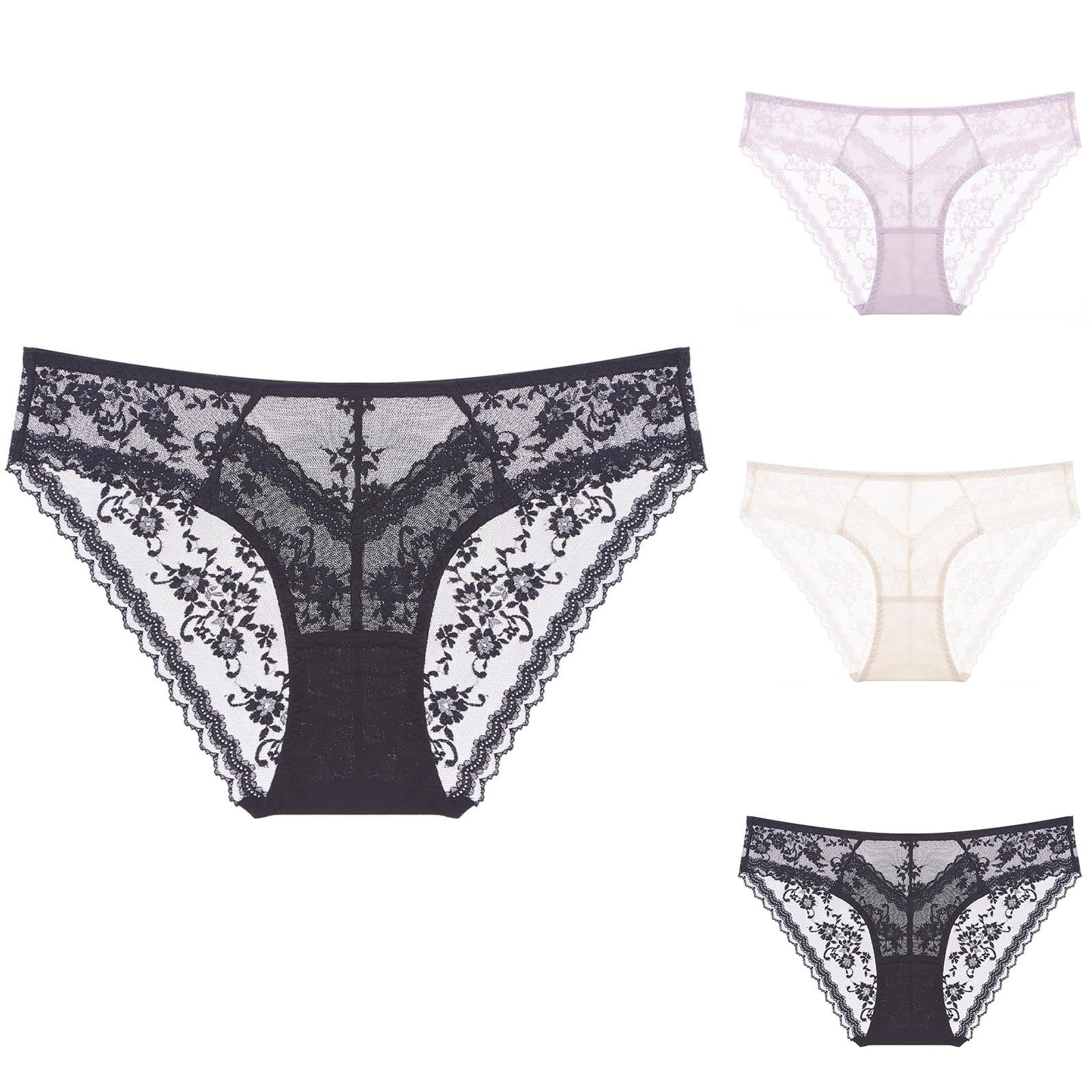 Bovxnpu Women's Plus Size Panties, Women's Breathable Lace Brief ...