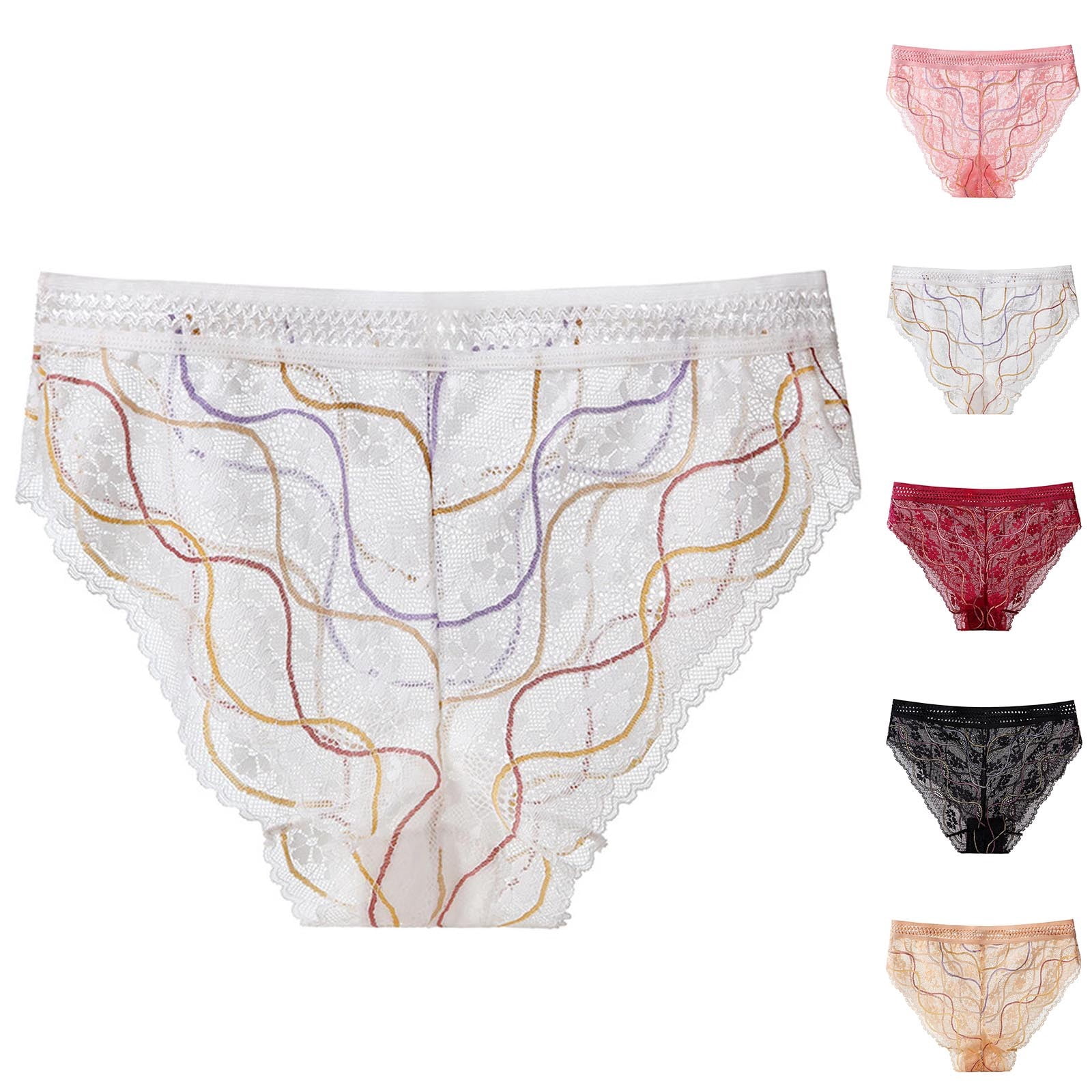 Bovxnpu Women's Plus Size Panties, Womens Breathable Lace Brief ...
