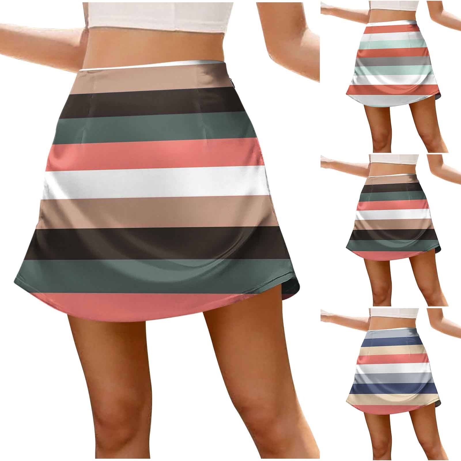 Bovxnpu Women's Satin Mini Skirt Casual Print High Waisted Summer ...