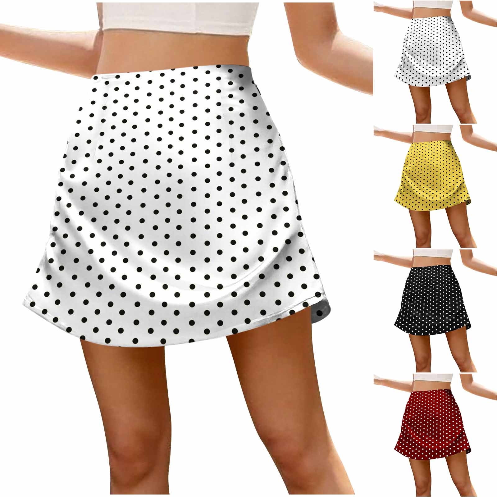 Bovxnpu Women's Satin Mini Skirt Casual Print High Waisted Summer ...