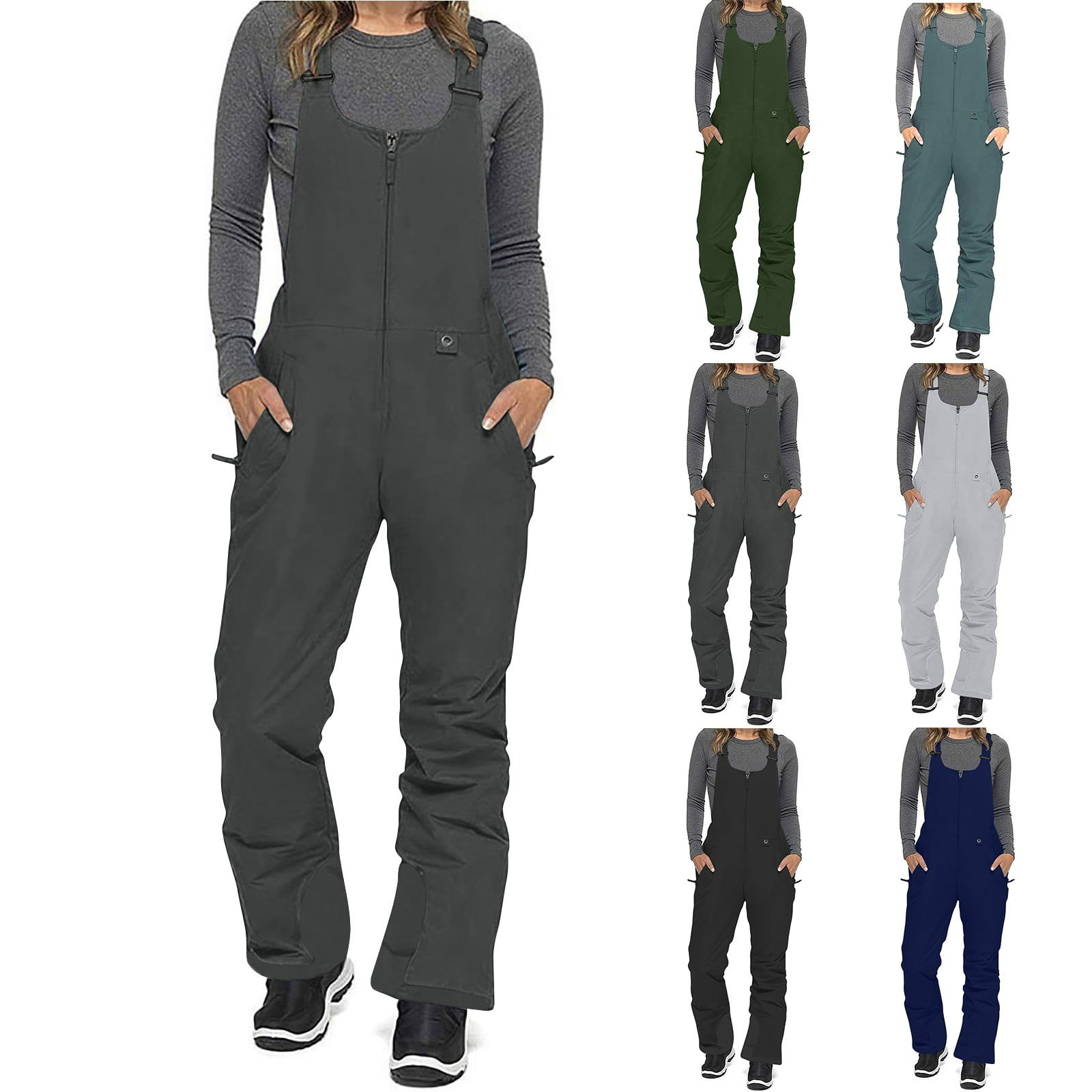 Bovxnpu Women's Snow Ski Overalls Windproof Insulated Romper Snowpants ...