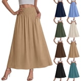 Bovxnpu Womens Long Maxi Skirts High Waist Elastic A Line Slim ...