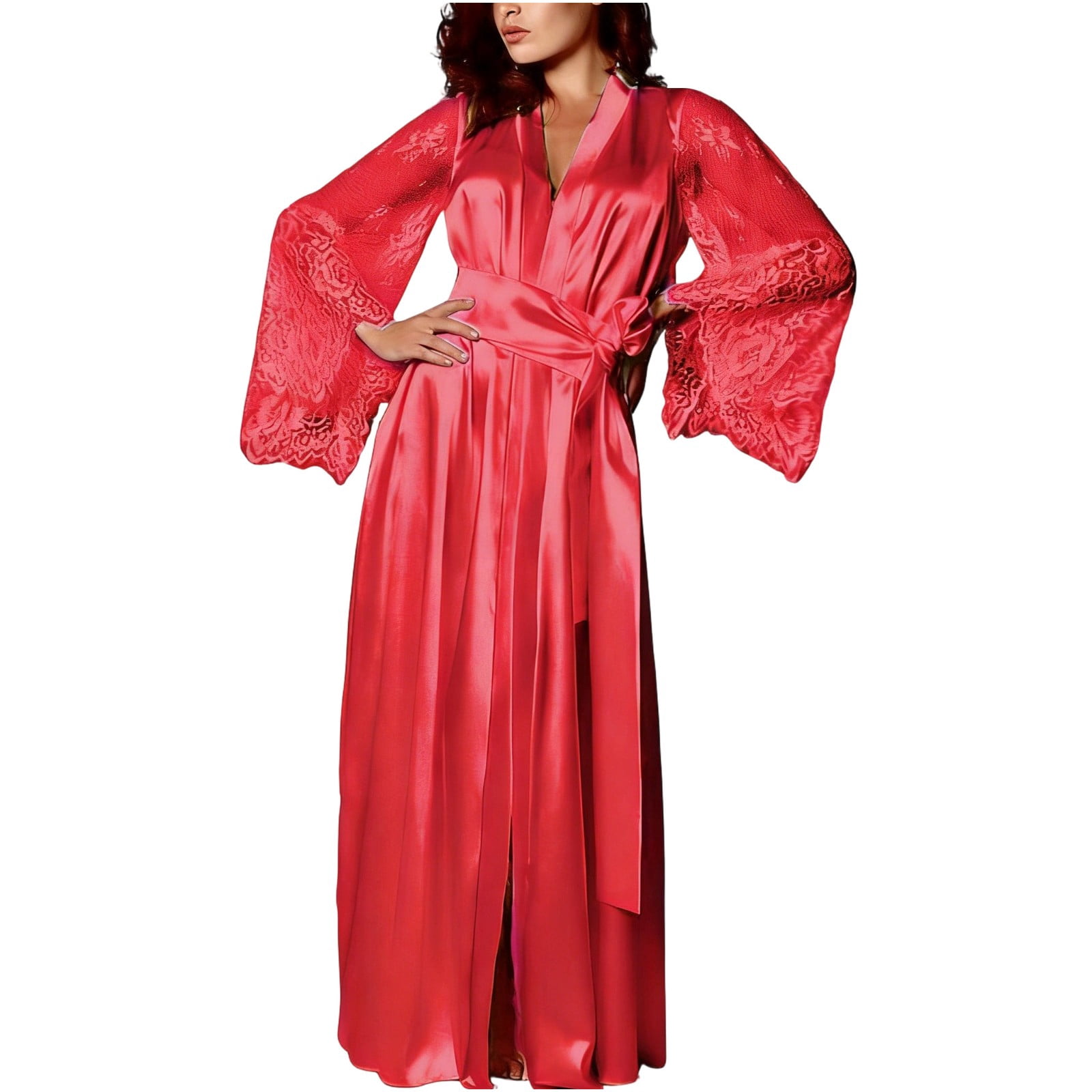 Bovxnpu Womens Nightgowns Silk Robe Sleepshirts Nightshirts Lace ...