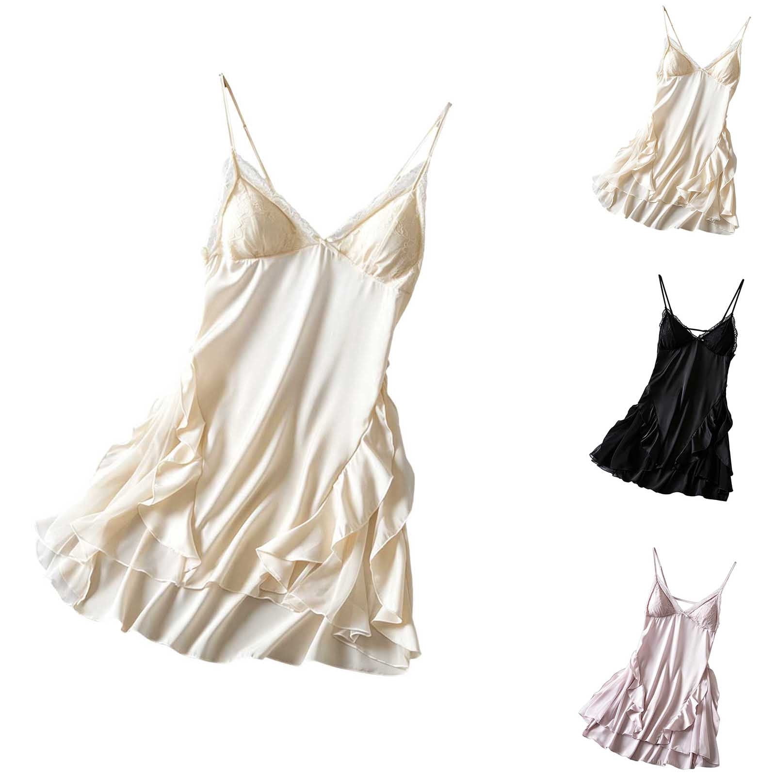 Bovxnpu Womens Nightgowns Sleepshirts Nightshirts Pajama Dress V Neck ...