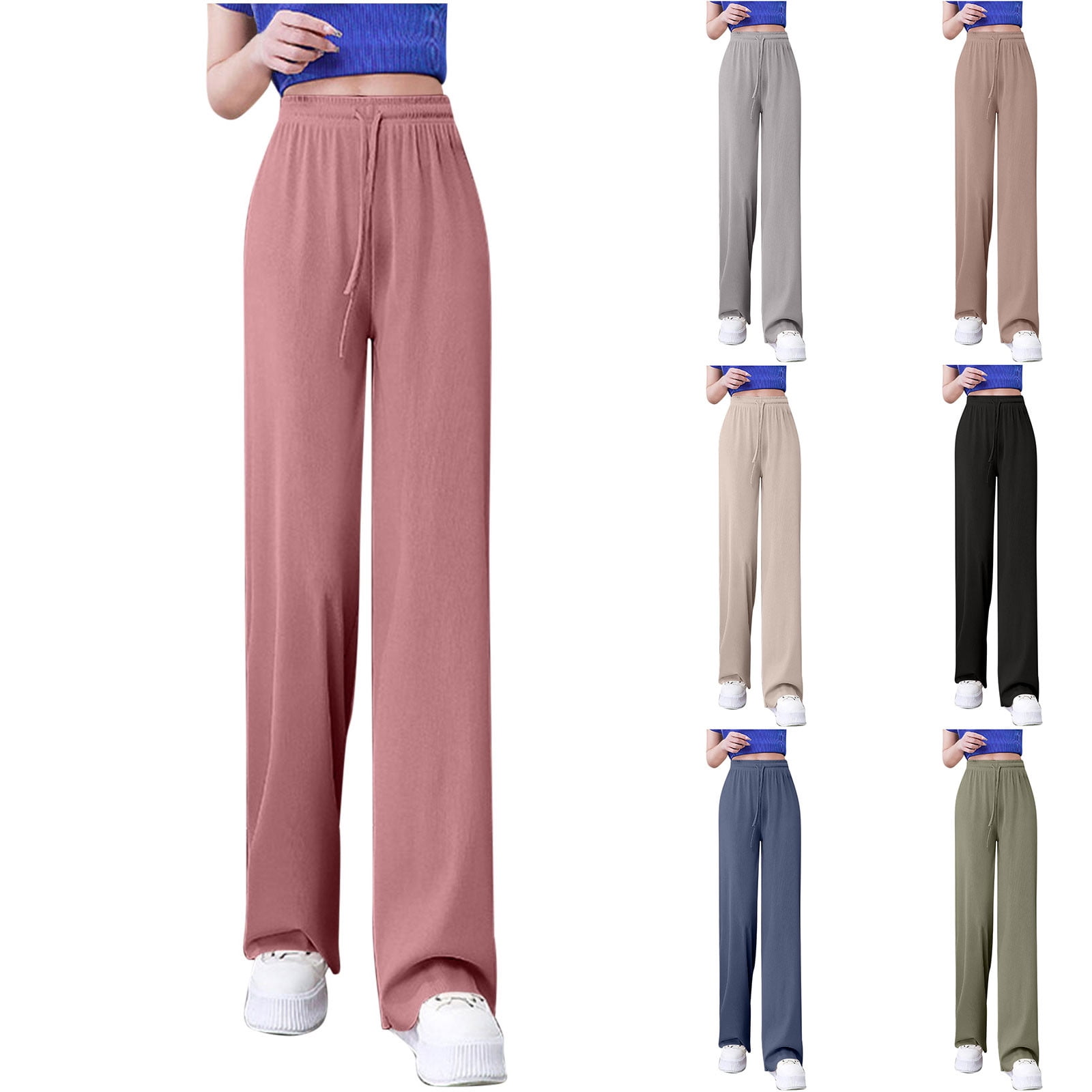 Bovxnpu Womens Pajama Pants Sleep Lounge Pants High Waist Lightweight ...