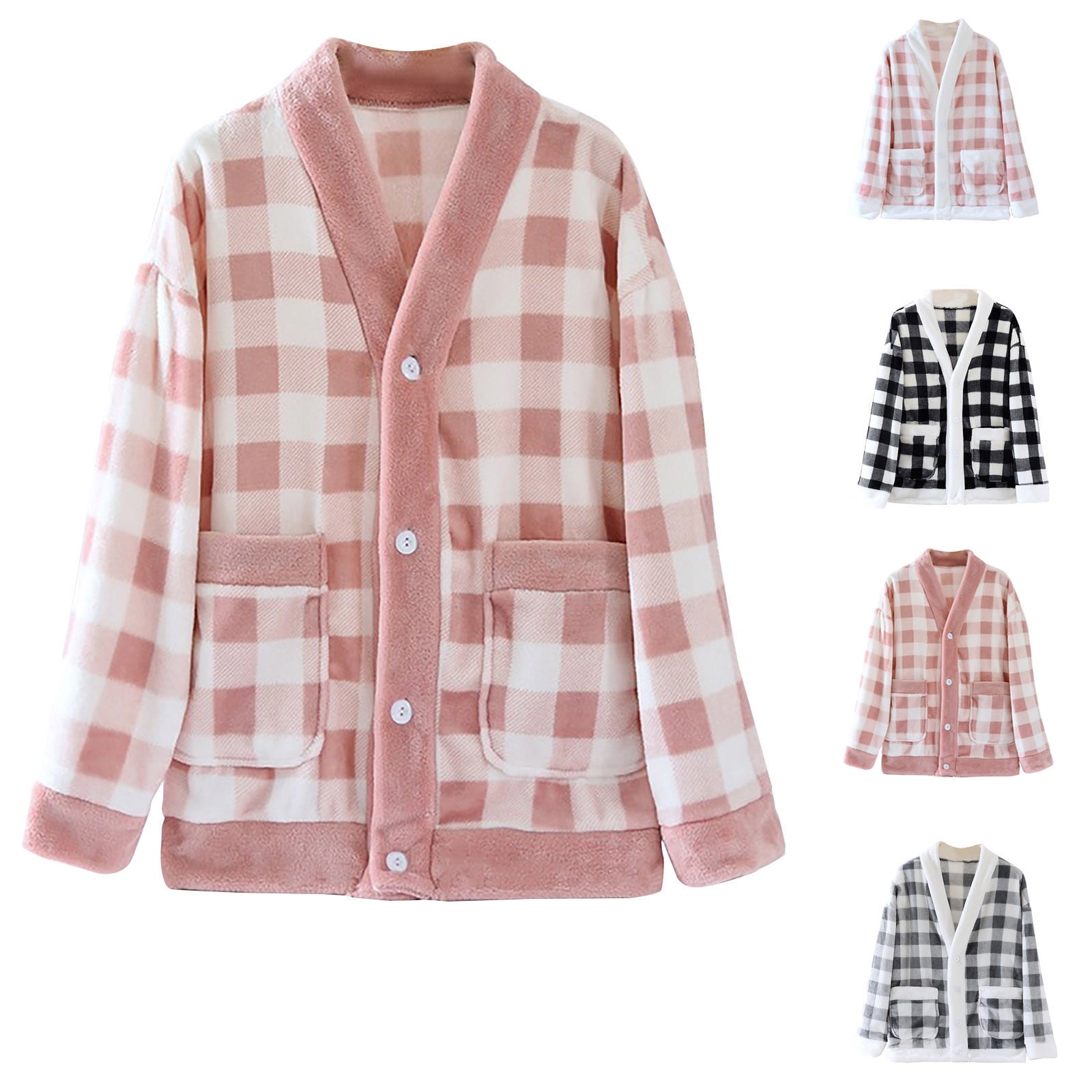 Bovxnpu Womens Pajama Shirt Sleepwear Loungewear, Women Flannel Long ...