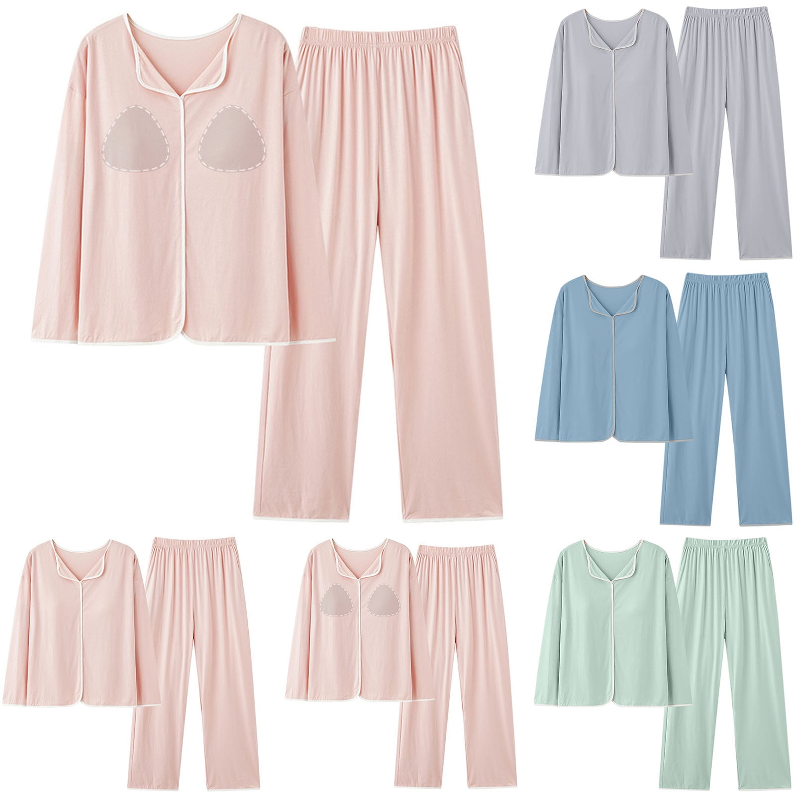 Bovxnpu Womens Pajamas Sets 2 Piece Lounge Set Padded Bra Long Sleeve ...