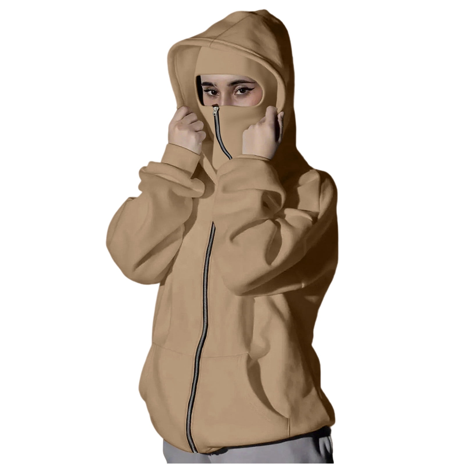 Bovxnpu Womens Zip Up Hoodies Oversized Sweatshirts Waterproof Hooded ...