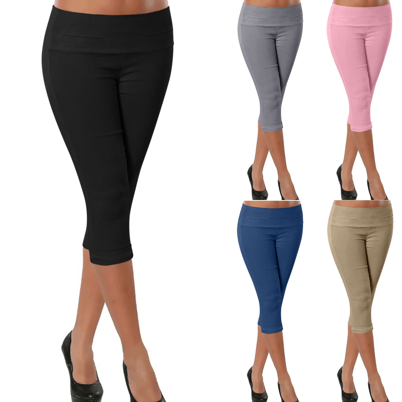 Bovxnpu Workout Capris Leggings For Women Stretch High Waisted Work ...