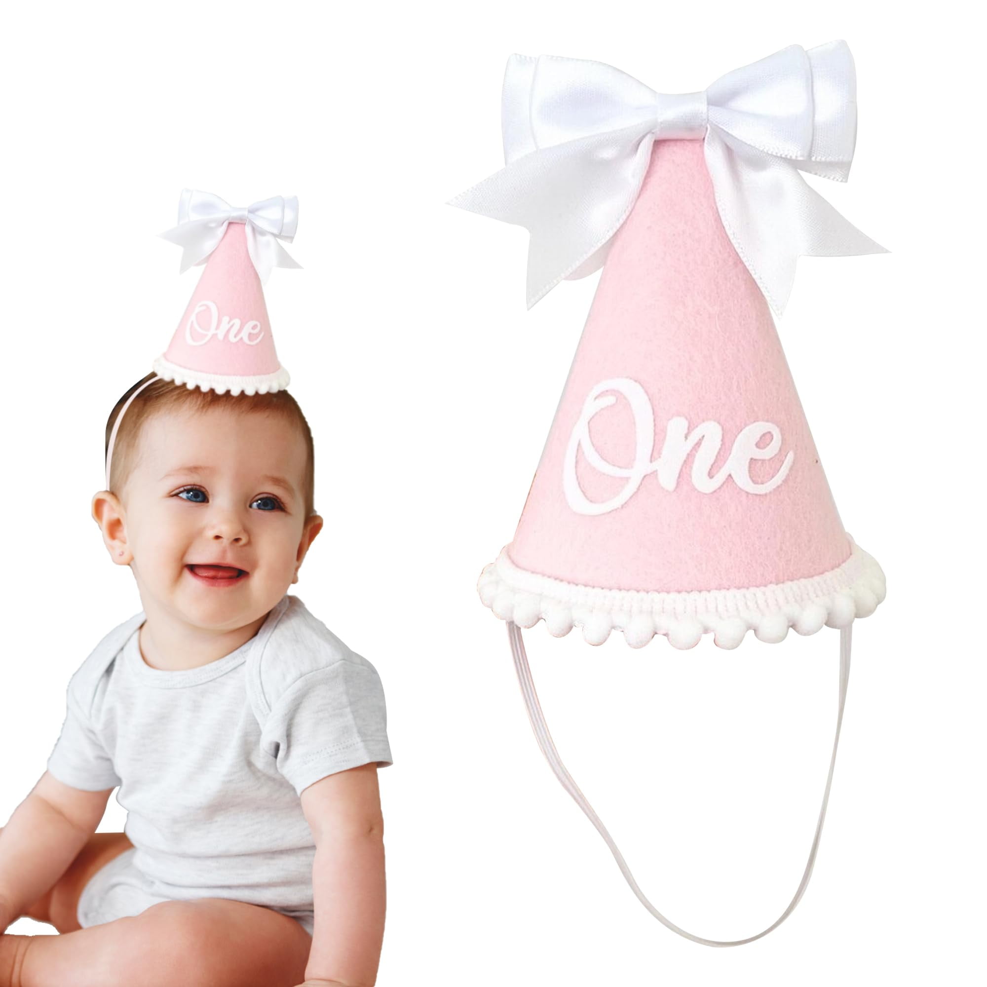 Bow 1st Birthday Hat, Baby Girls 1st Crown, Bow Themed First Birthday ...