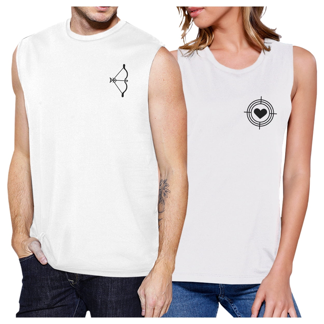 Bow And Arrow Matching Graphic Muscle Tops Couples Workout Tanks ...