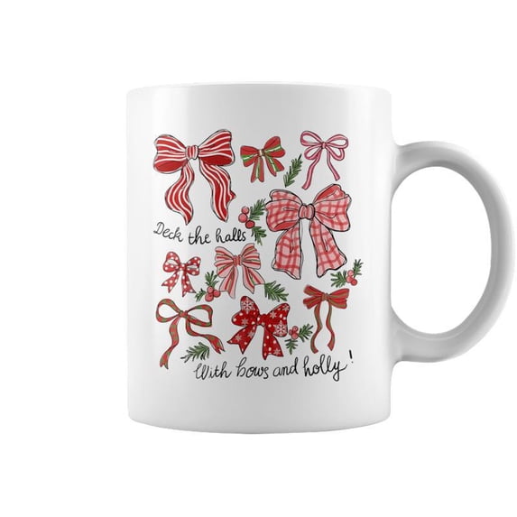 Bow And Holly Christmas Coquette Girly Aesthetic Coffee Mugs - Walmart.com