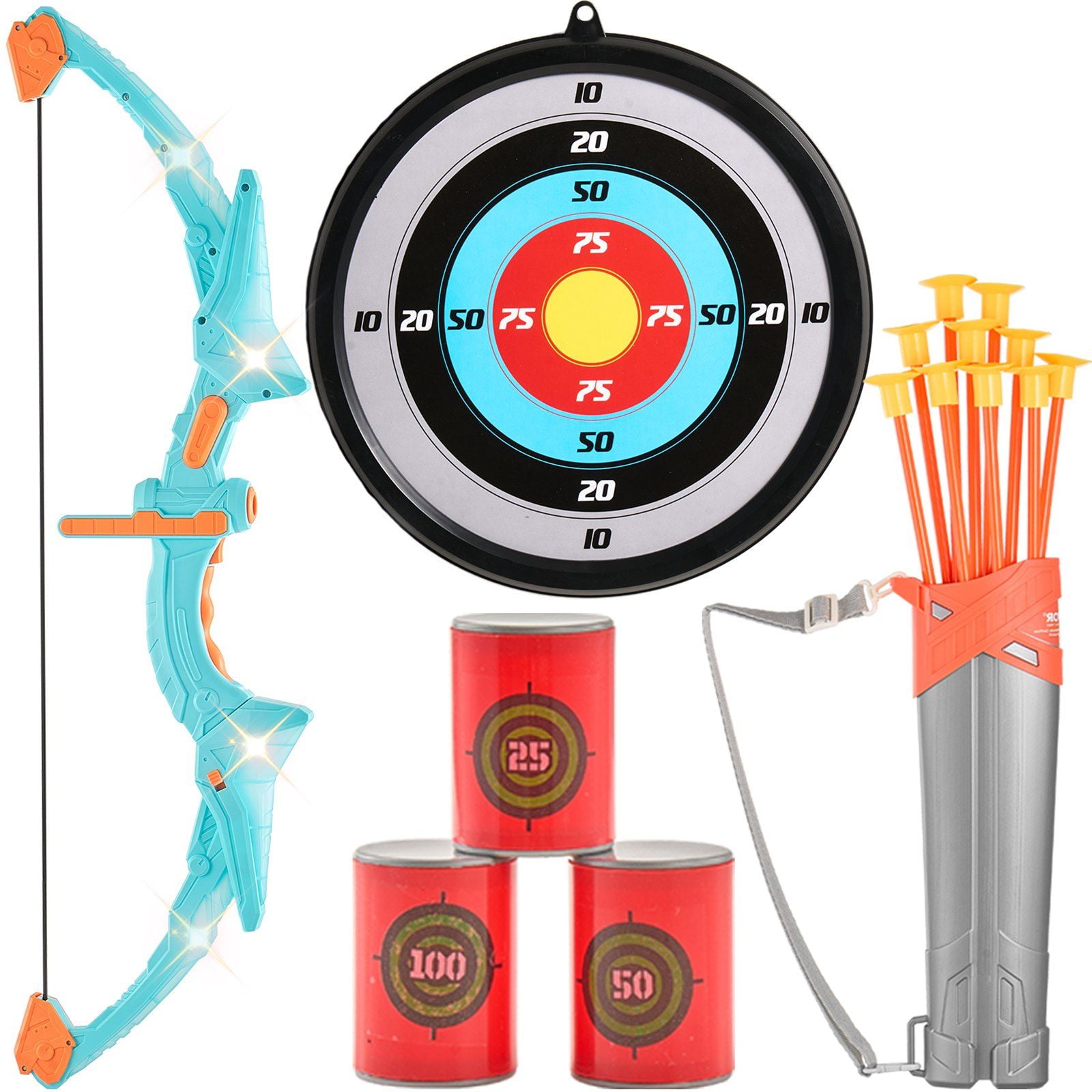 Bow and Arrow Set for Kids, LED Light Up Archery Set with 10 Suction ...