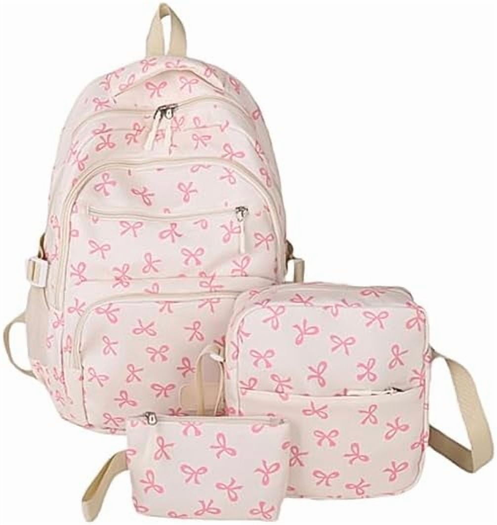 Bow Backpack for Women Aesthetic Nylon Rucksack Cute Kawaii Backpack ...