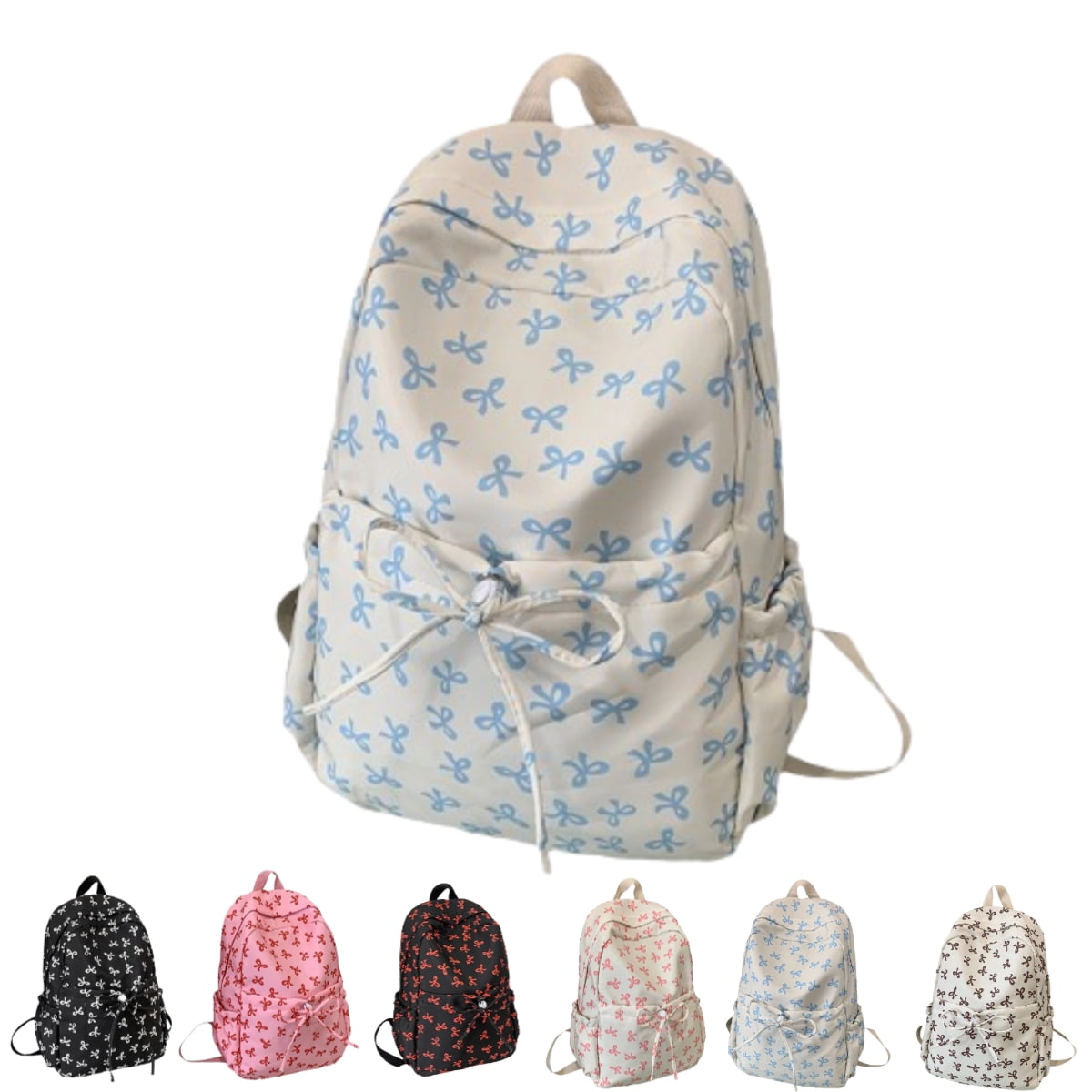 Bow Backpack for Women Coquette Aesthetic Nylon Rucksack Cute Kawaii ...
