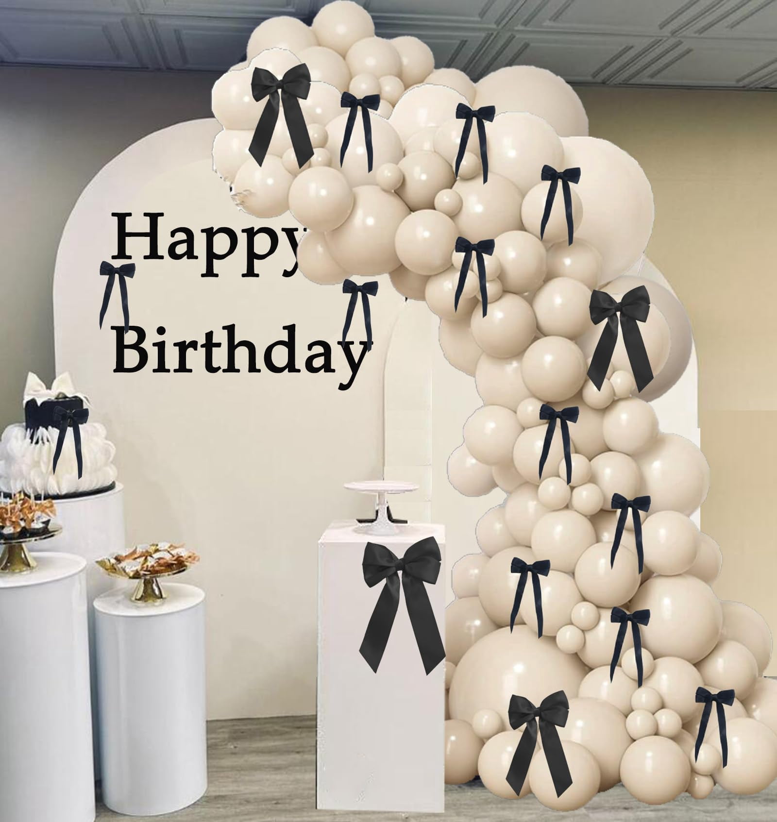 Bow Balloons Garland White Sand Balloons AFN1Arch Kit, 123pcs White ...
