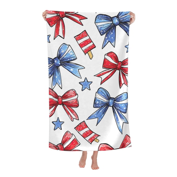 Bow Beach Towel 32 X 52 Inch, Red White Blue Stars Quick Dry Sand Free ...