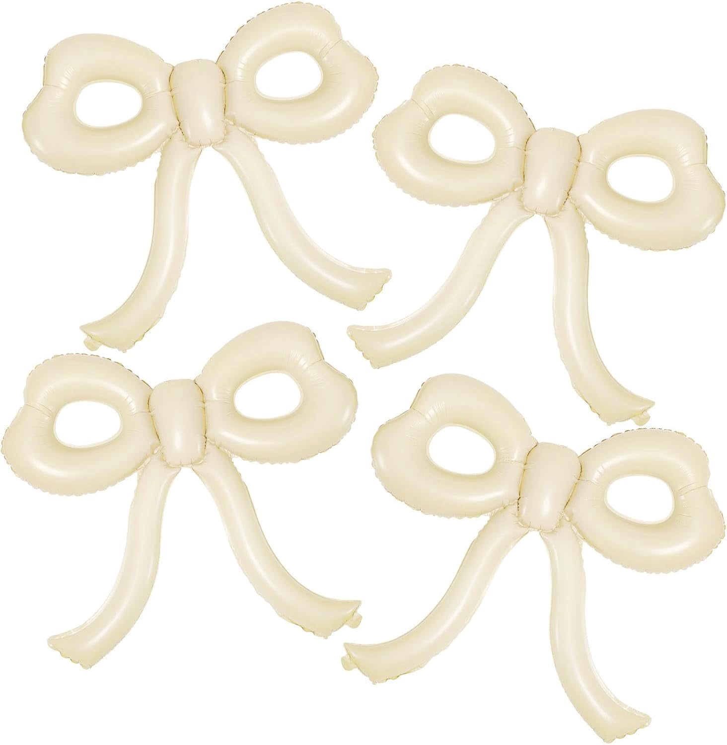 Bow Party Decorations 4 Pcs, Giant Cream Foil Balloons for Birthday ...