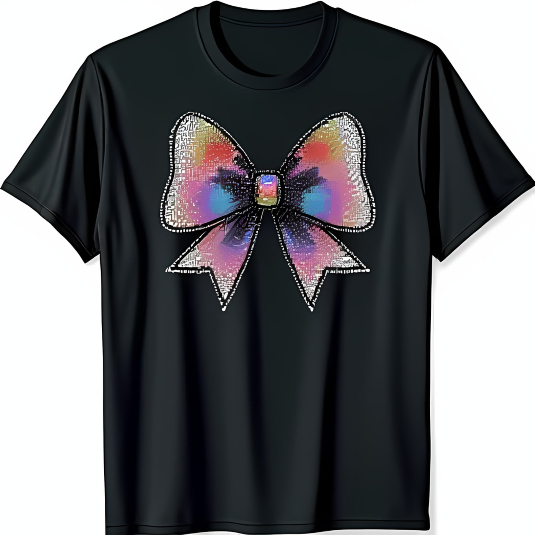 Bow Black Short Sleeve T-Shirt for Women - Walmart.com