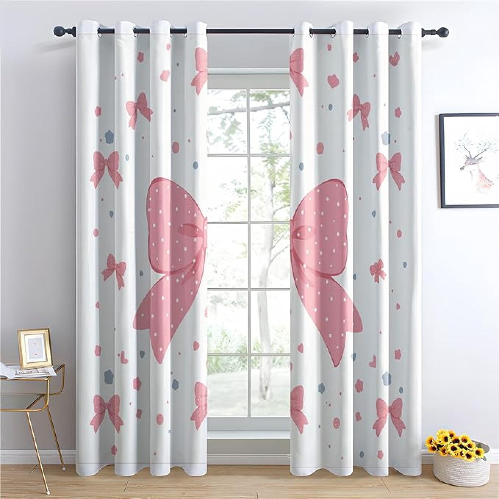 Bow Blackout Curtains For Living Room Bedroom, Thermal Insulated Room ...