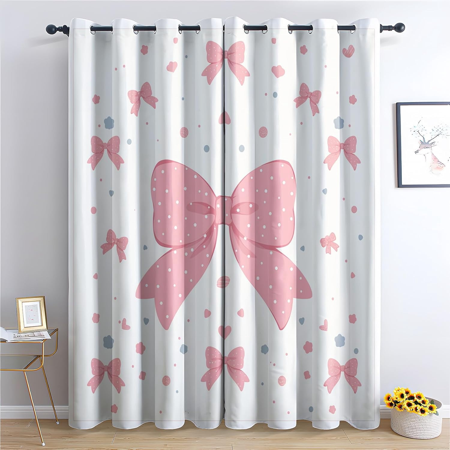 Bow Blackout Curtains for Living Room Bedroom, Thermal Insulated Room ...