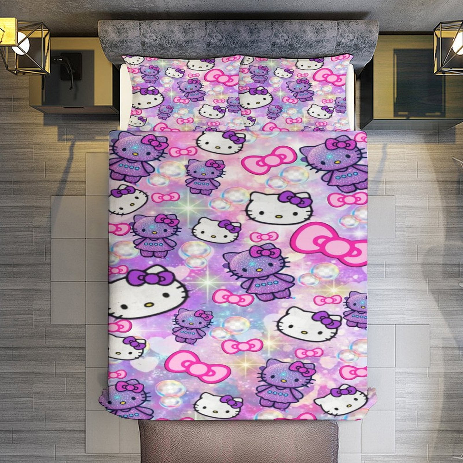 Bow Bubble Colorful Hello-Kitty Bed Sheet Set for Kids Boys Girls ...