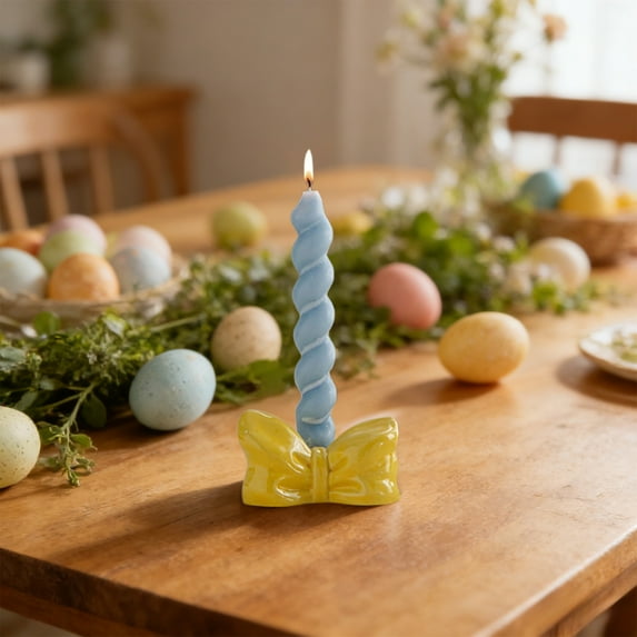 Bow Candle Holder Bow Candlestick Holder Decorative Ceramic Candle ...