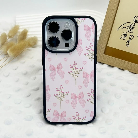 Bow Charm Pink Ribbon Coquette Girly Aesthetic Style for iPhone 17 16 ...