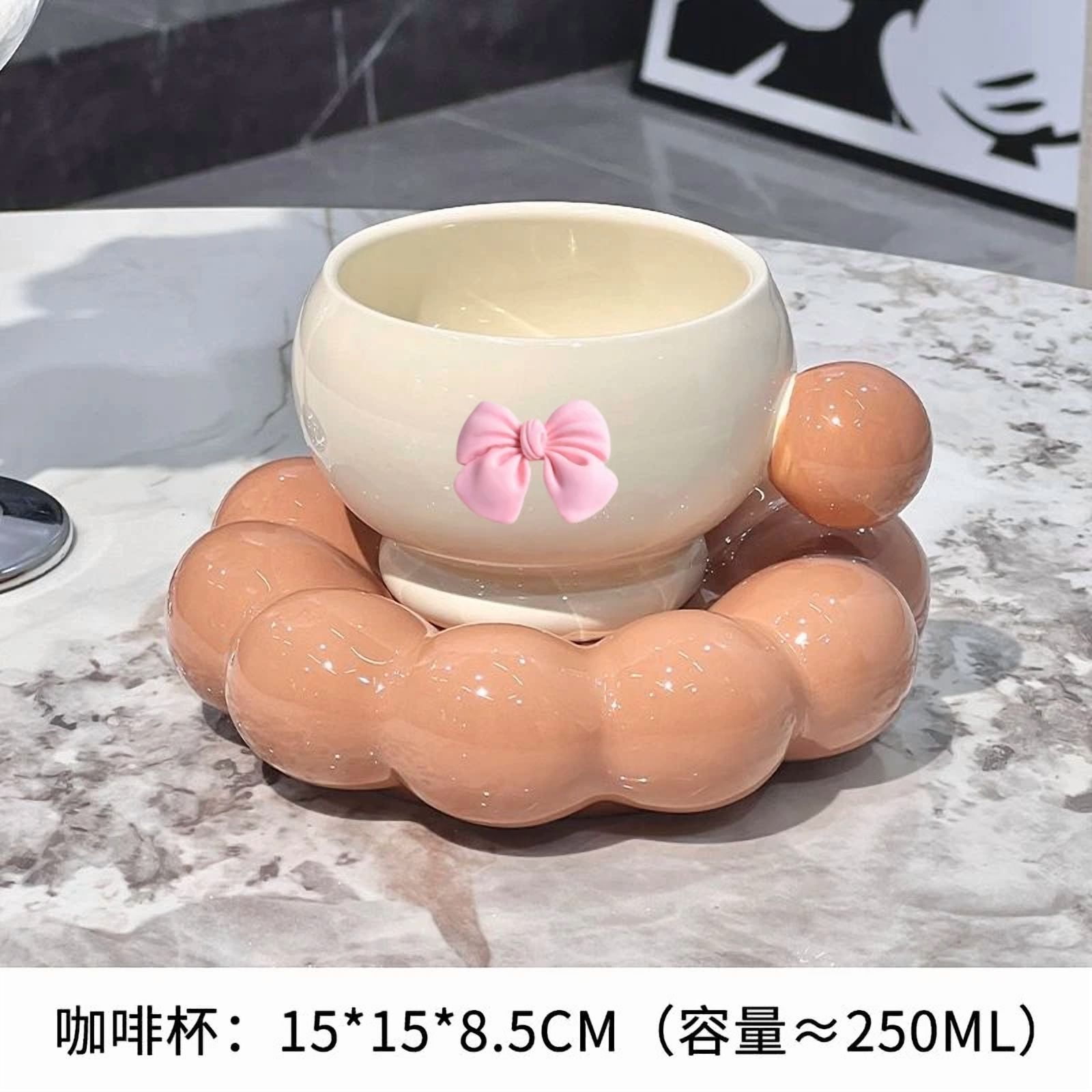 Bow Coffee Cup, Flower Saucer, High-value Light Luxury Mug,niche Design ...