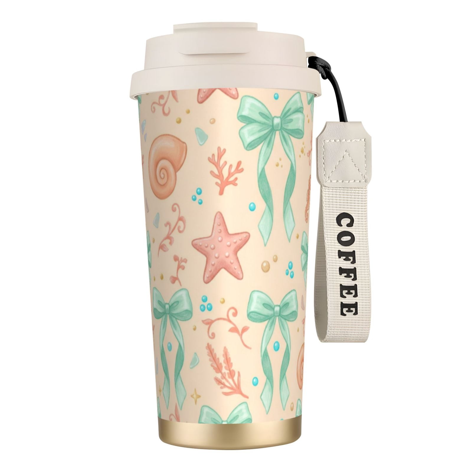 Bow Coffee Mug, 18oz Leak-proof Vintage Cherry and Bowknot Coffee Cup ...