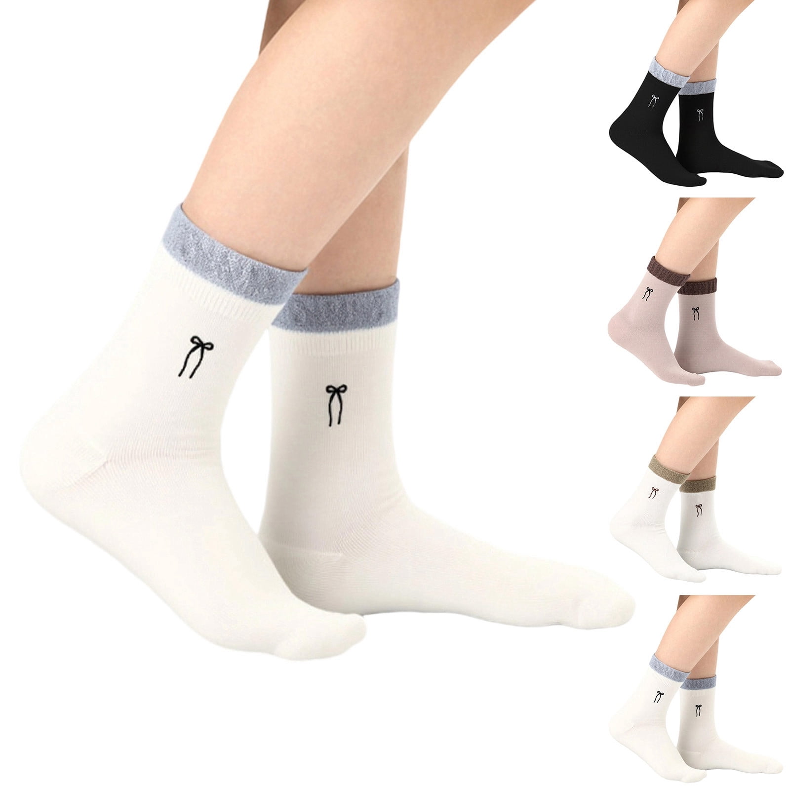 Bow Color Block Trim Men Crew Socks Bow Lace Mid Calf Socks Novelty ...